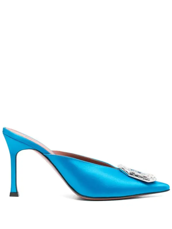 Amina Muaddi 90mm Camelia Mules - Blue