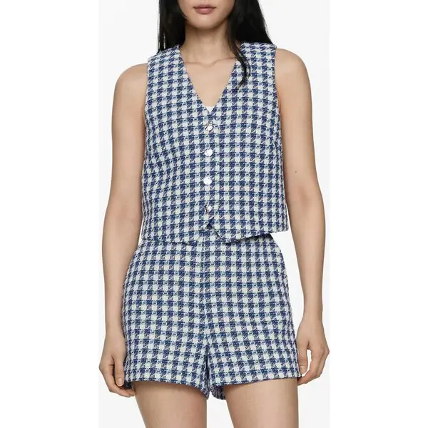 Mango Houndstooth Tweed Vest
