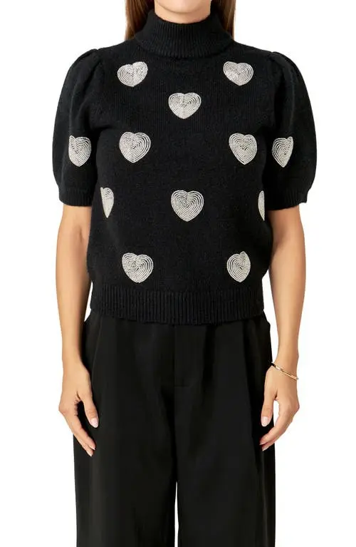 English Factory Heart Embellished Sweater