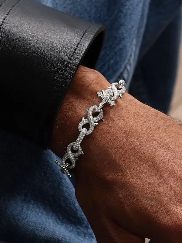 ALEX MOSS NEW YORK 14-karat White Diamond 'st Mark' Bracelet - Silver