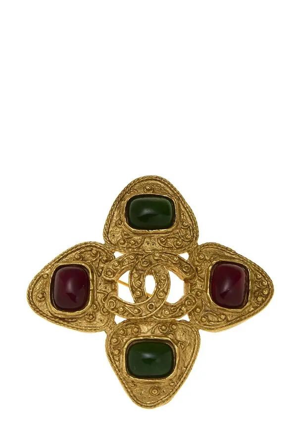 Chanel Gold Tone Medallion Pin