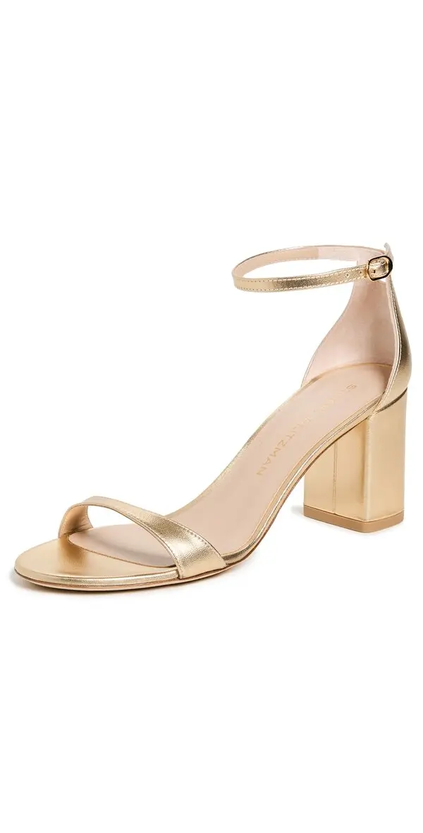 STUART WEITZMAN Nudist Block 75mm Sandal - Golden