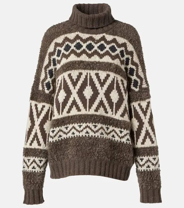 Brunello Cucinelli Jacquard Wool Turtleneck Sweater - Multicoloured