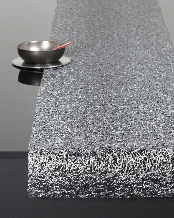 CHILEWICH Metallic Lace Table Runner - Silver