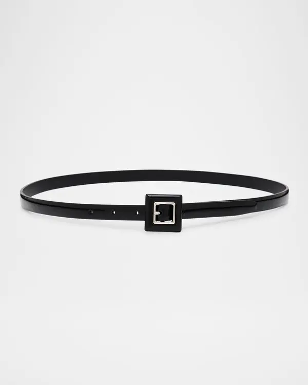 Saint Laurent Square Buckle Thin Leather Belt