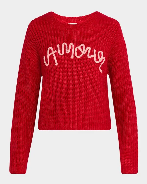 Cinq À Sept Amour Embroidered Crewneck Sweater