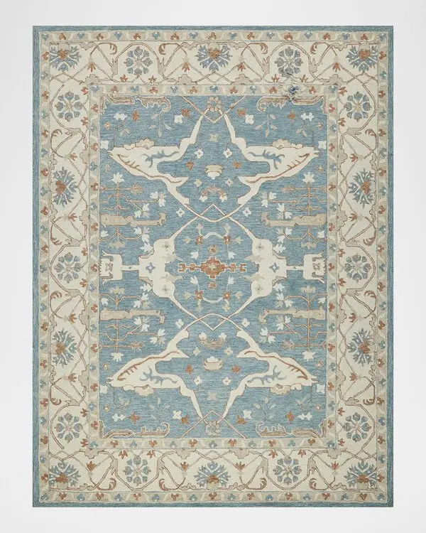 EXQUISITE RUGS Claremont Hand-tufted Oushak Rug, 6' X 9 - Light Blue/ivory