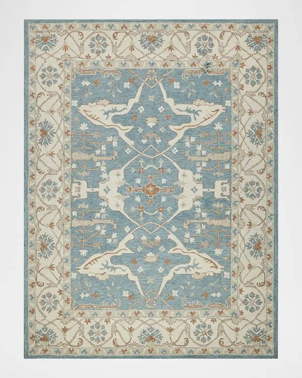 EXQUISITE RUGS Claremont Hand-tufted Oushak Rug, 10' X 14 - Light Blue/ivory