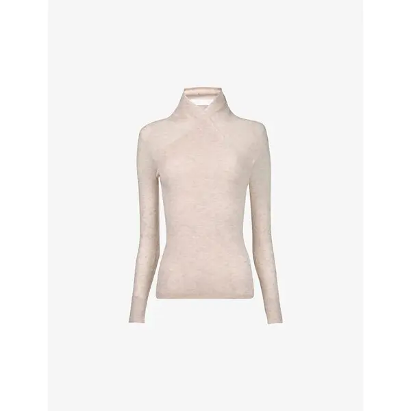 LEEM Wrap-neck Long-sleeve Wool Jumper