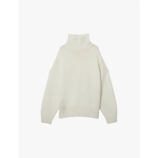 Reiss Funnel-Neck Wool And Cashmere-Blend Jumper In Cream 60