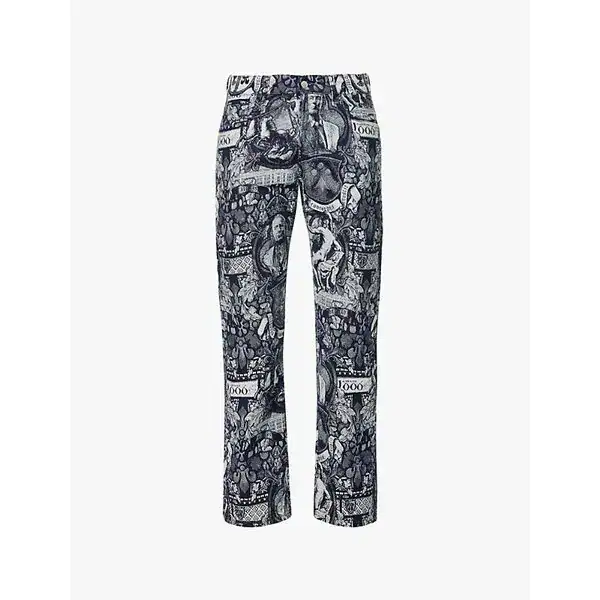 Aries X Arsenal Lilly Jacquard Cotton Jeans - Indigo | Editorialist