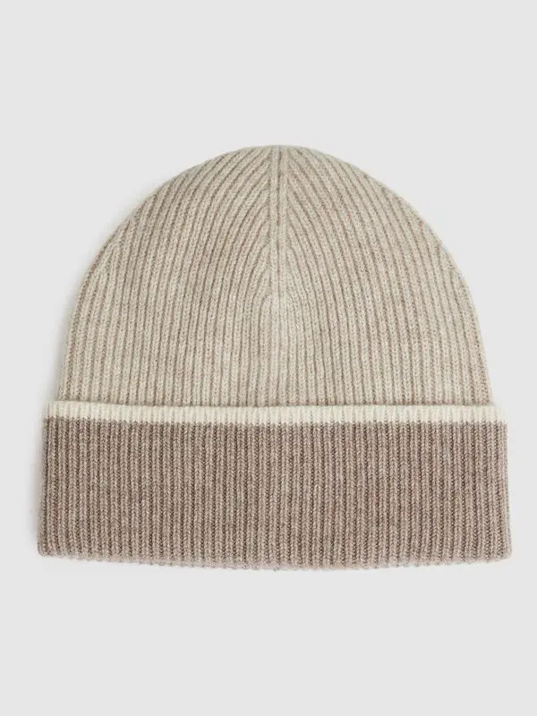 REISS Filipa Wool Blend Beanie - Taupe