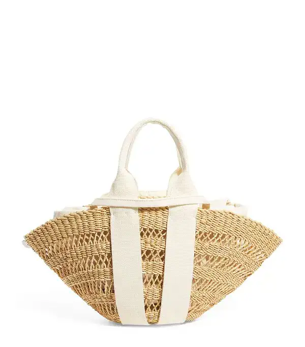 Muuñ Mini Straw Sophie Top-Handle Bag - Neutral | Editorialist