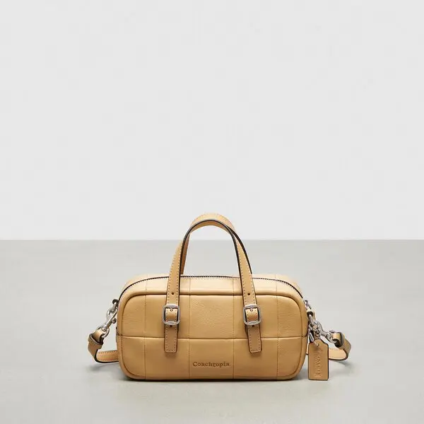 COACHTOPIA Alter/ego Mini Satchel Bag In Checkerboard Upcrafted Leather With Crossbody Strap - Tan