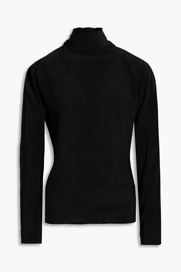 RÓHE Cutout Woven Turtleneck Top