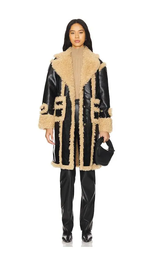 OW Montreal Faux Leather Faux Fur Coat