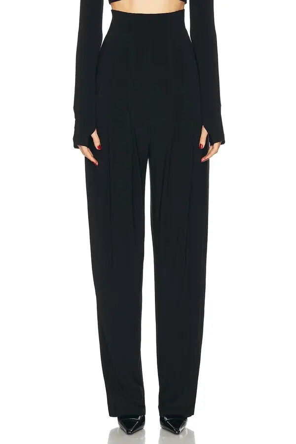 Norma Kamali High Waisted Tailored Pleat Pant