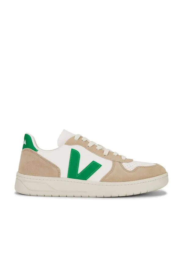VEJA V-10 Sneakers - Extra Whit  Emeraude  & Sahara