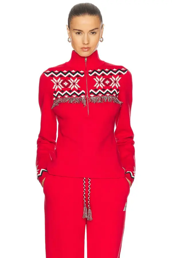 The Upside Après Ski Keystone Blanche Half Zip Sweater - Chilli