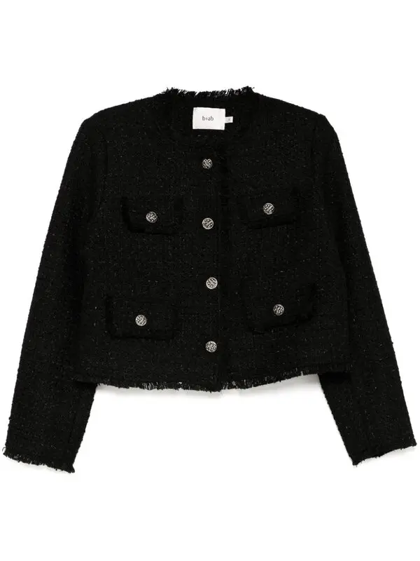 B+AB Round Neck Tweed Jacket - Black