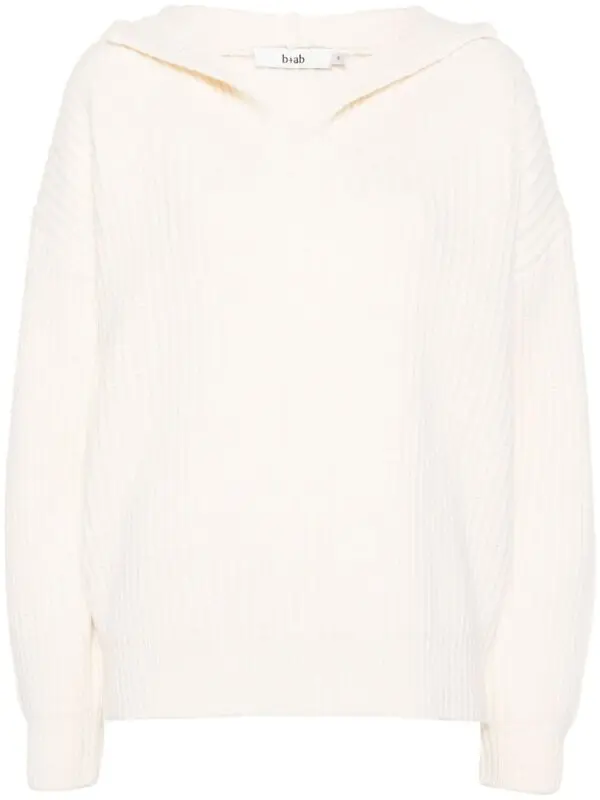 B+AB Knitted Hooded Jumper - Neutrals