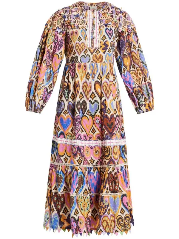 Farm Rio Heart-print Midi Dress