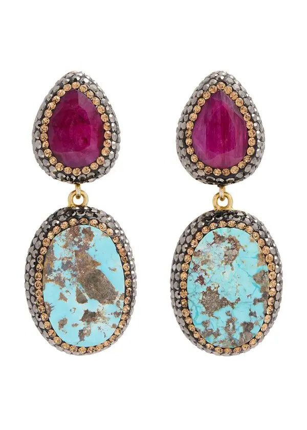 SORU JEWELLERY Ruby And 18kt Gold-plated Drop Earrings