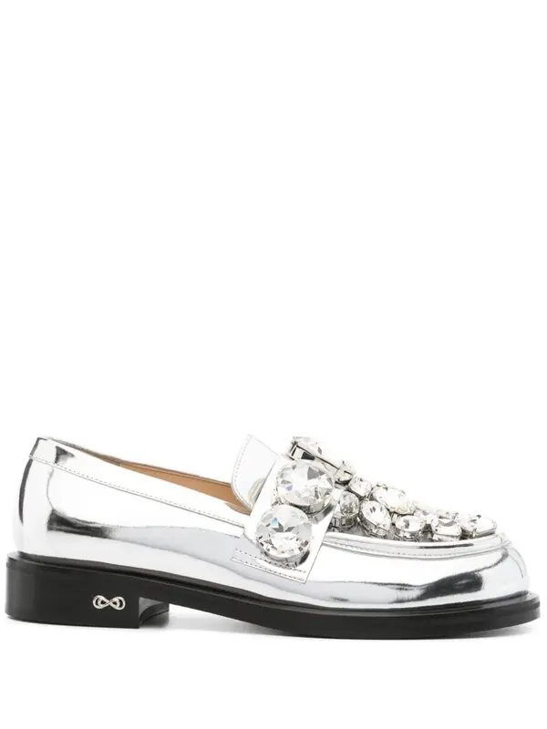 Mach & Mach Crystal-embellished Loafers