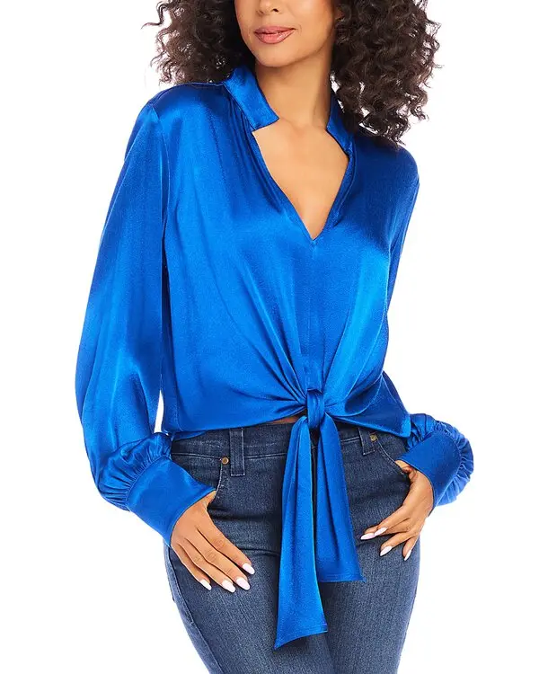 Karen Kane Tie Front Top - Royal
