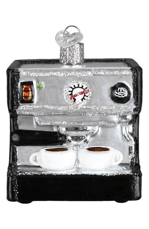 OLD WORLD CHRISTMAS Espresso Machine Glass Ornament