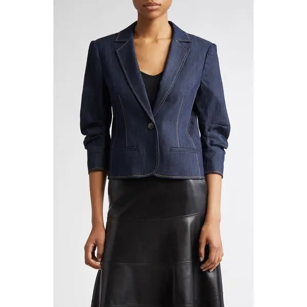 Cinq À Sept Khloe Cropped Denim Blazer