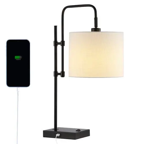 JONATHAN Y Edris Industrial Designer Metal Led Task Lamp With Usb Charging Port