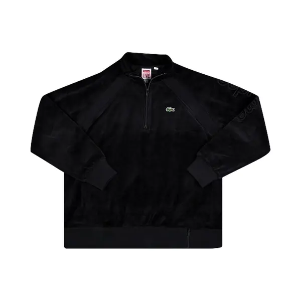 Supreme X Lacoste Velour Half Zip Track Top - Black