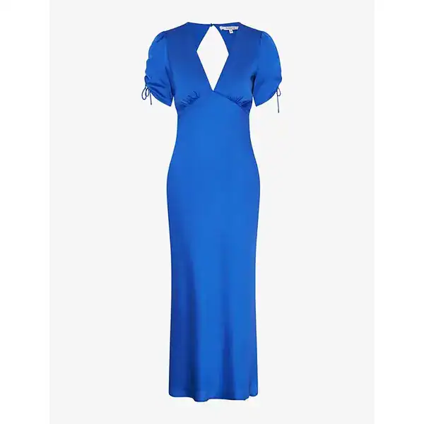 Omnes Jemima V-Neck Recycled-Polyester Maxi Dress - Blue Cobalt |  Editorialist