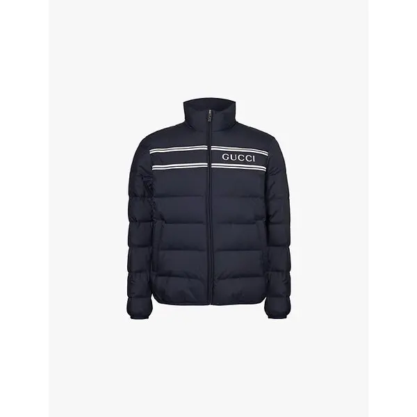 Gucci Brand Stripe-print Lightweight Shell-down Jacket