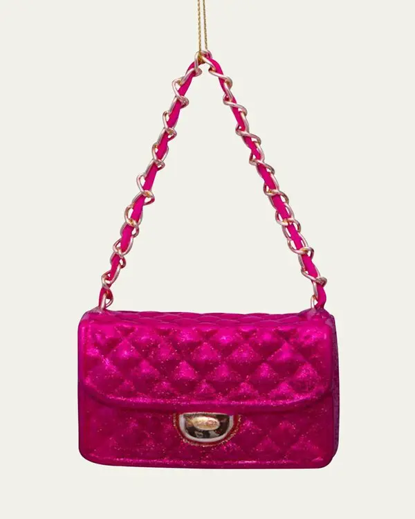 VONDELS Raspberry Glitter Handbag Christmas Ornament