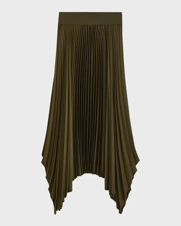JOSEPH Ade Pleated Handkerchief Maxi Skirt - Hass Avocado