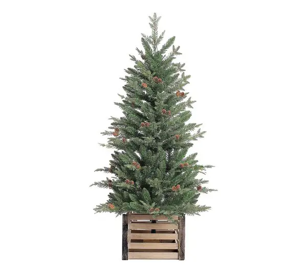 HAUTE DECOR 4' Pre-lit Asheville Artificial Fir Potted Tree