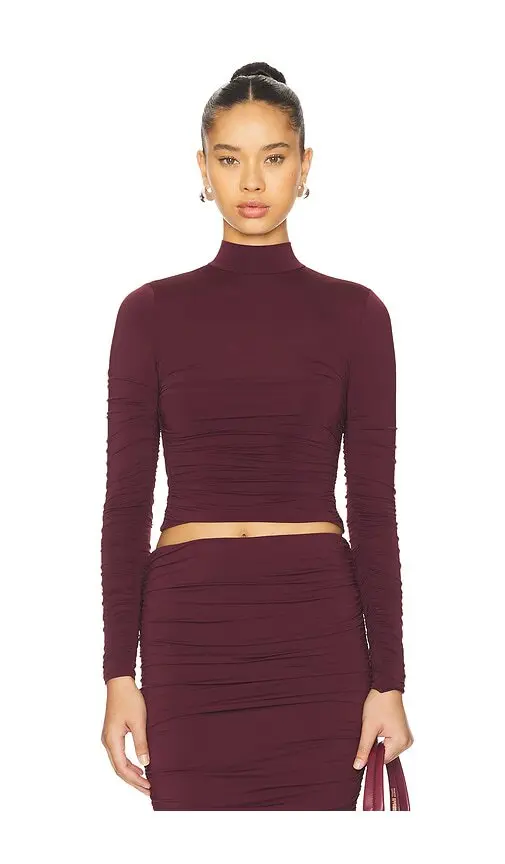 SEROYA Dulcie Ruched Top - Merlot