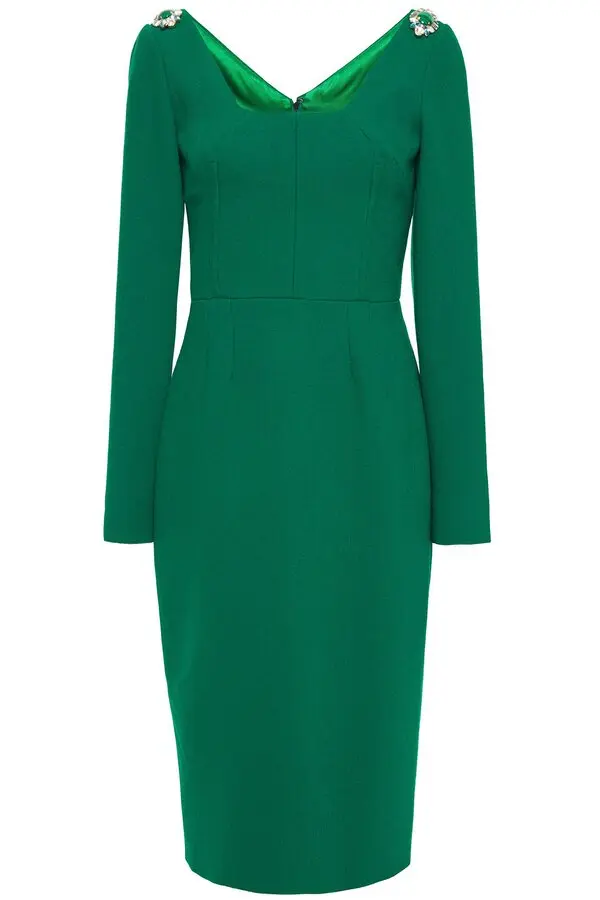 Dolce & Gabbana Crystal-embellished Wool-blend Crepe Midi Dress
