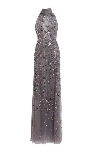 halter dress big bust Modal Halter-Neck Thigh-Split Maxi Dress in Black - 14