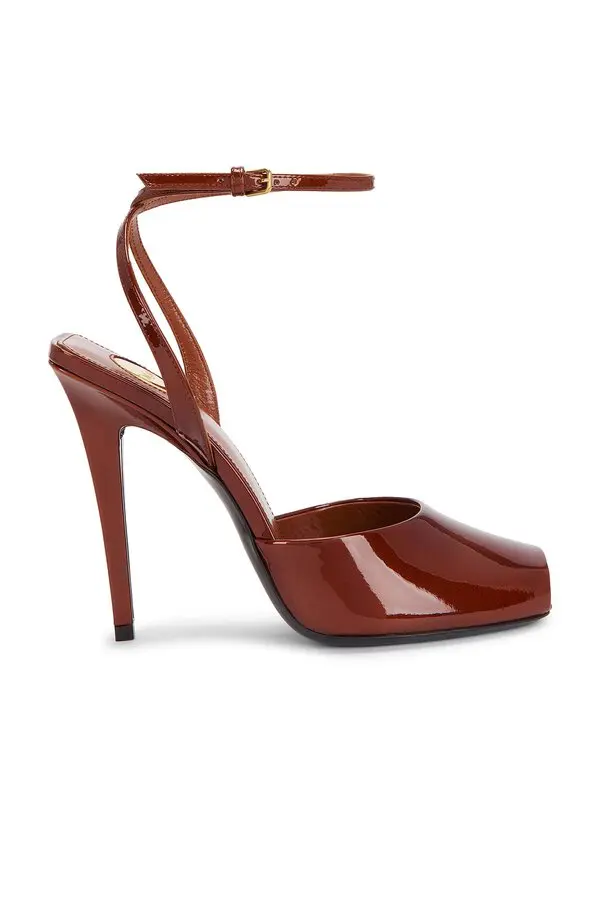 Saint Laurent Orhand Peep Toe Pumps - Fluffy Chataigne