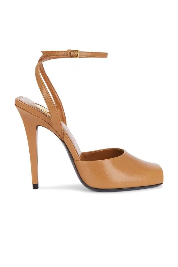 Saint Laurent Orhand Peep Toe Pumps - Dark Macadamia