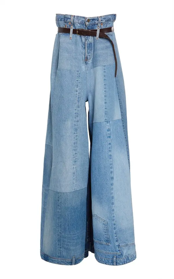 A.W.A.K.E. Mode Patchwork Wide Leg Jeans