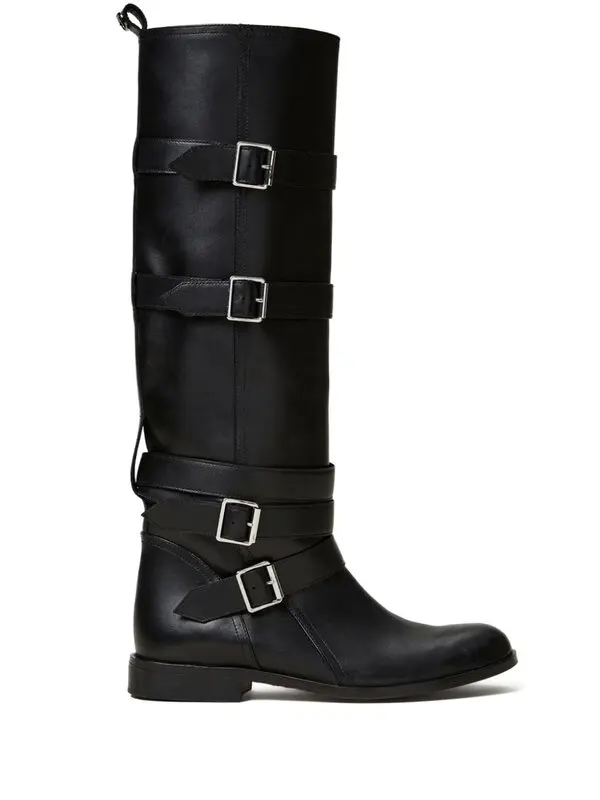 TWINSET Buckle-strap Leather Boots