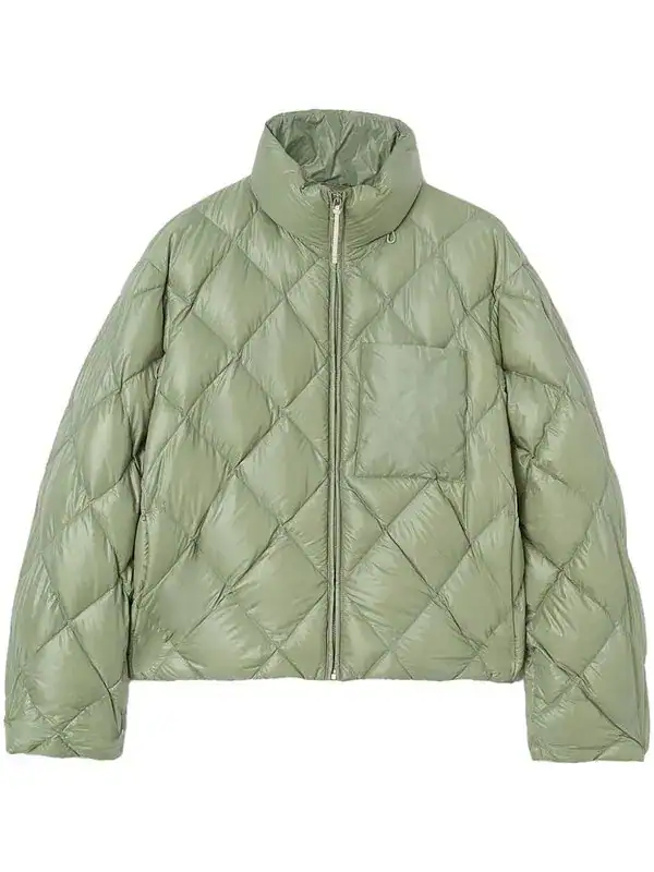 Jil Sander Diamond-Quilted Puffer Jacket In Green - 40% Off