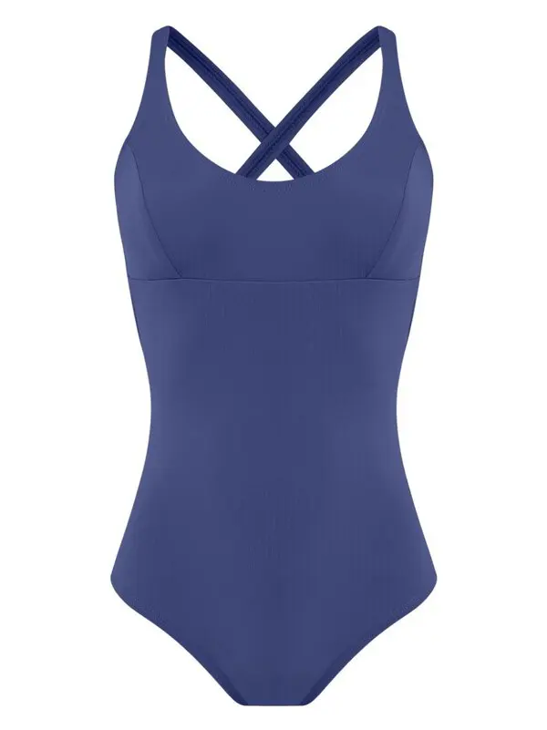AMIR SLAMA Criss-cross One-piece Swimsuit - Blue