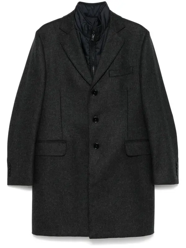 FAY Layered Wool-cashmere Coat - Grey