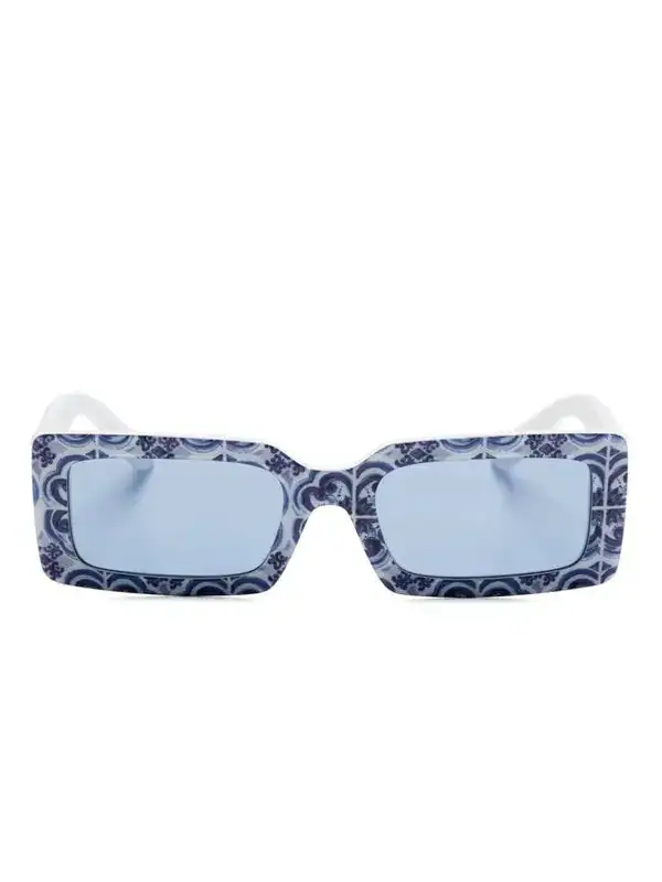 Dolce & Gabbana Blue Patterned Sunglasses New Print Sunglasses in Blue nevy on maiolica for Women  main image 3