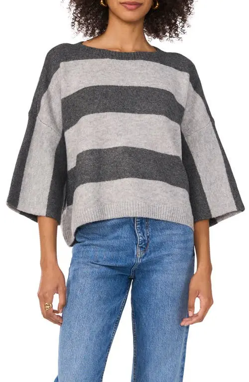 Vince Camuto Wide Stripe Sweater - Light Heather Grey